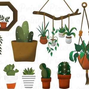 Succulent Plants Clipart, Cosy Boho Clip Art, Watercolour Gardening ...