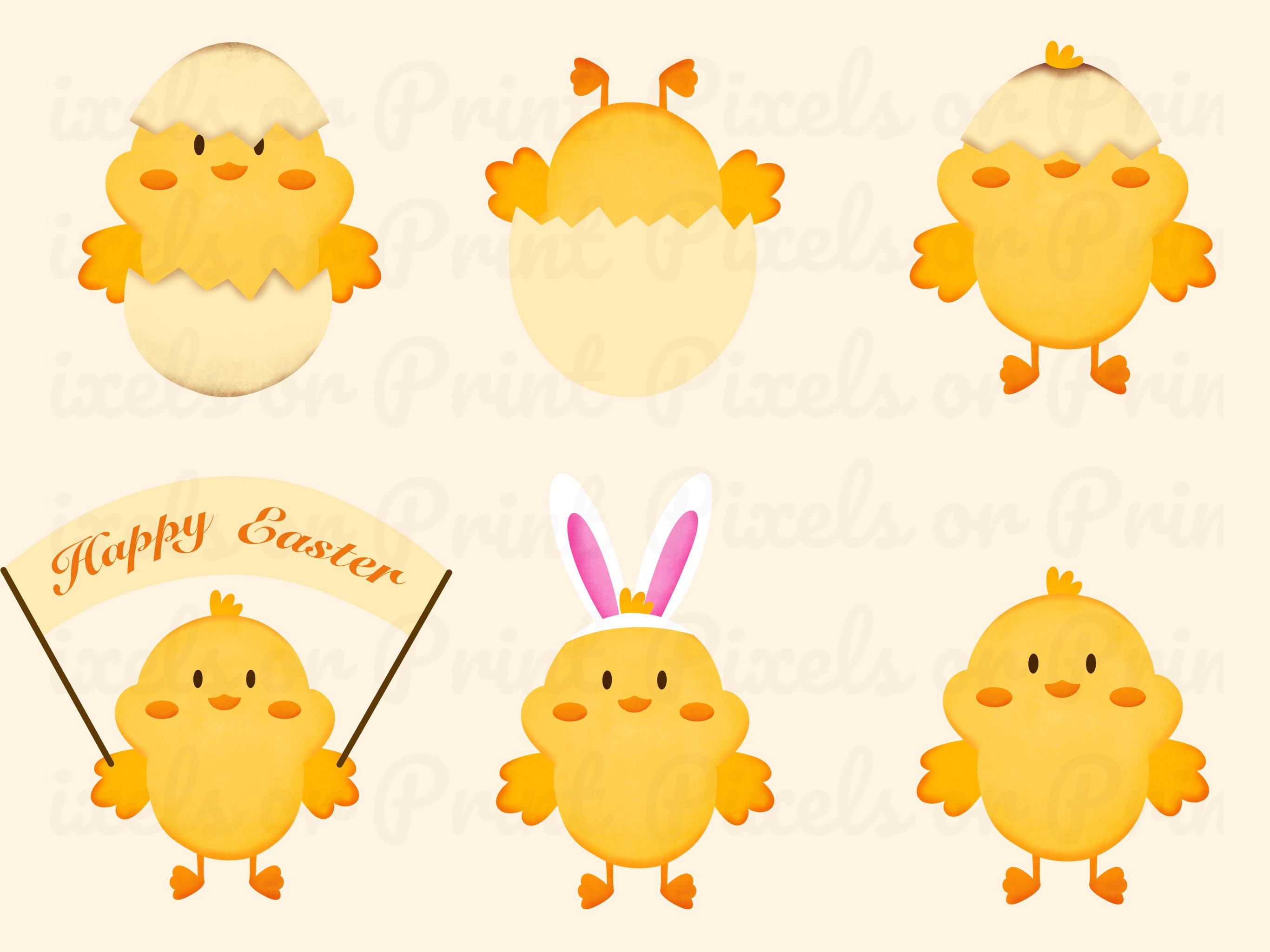 Easter Clipart, Easter Chick Clip Art, Watercolour Easter Clipart ...