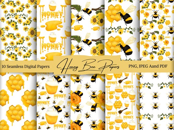 Seamless Pattern With Honey Honey Bee Seamless Pattern Papers By The