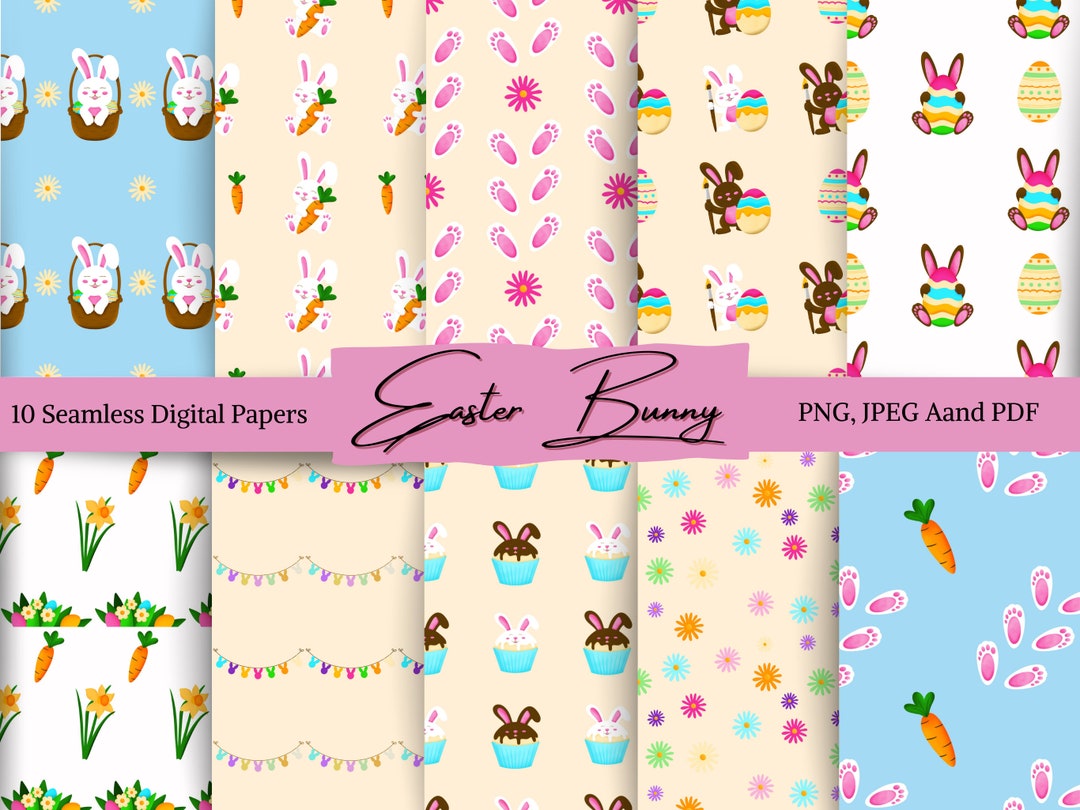 Easter Seamless Papers, Easter Clipart, Easter Bunny Digital Papers ...