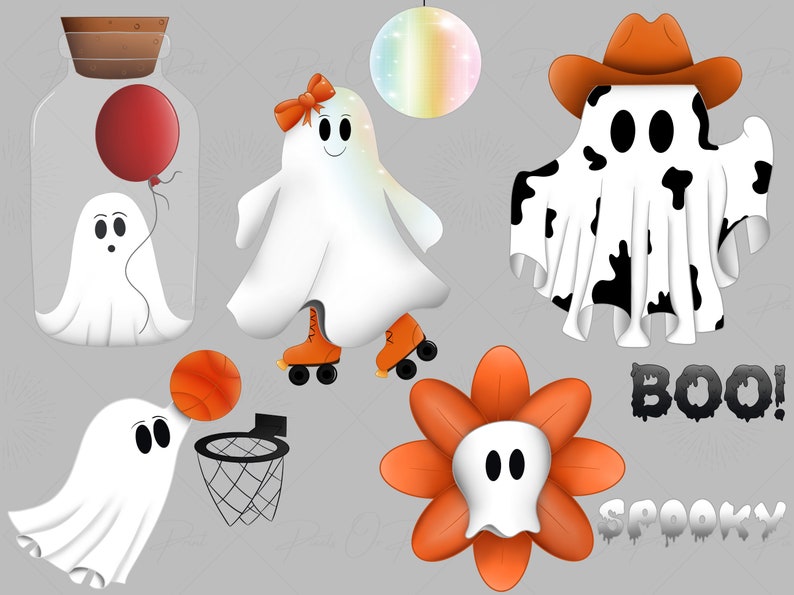 Ghost Clipart, Halloween Clipart, Spooky Clipart, Halloween PNG, Funny ...