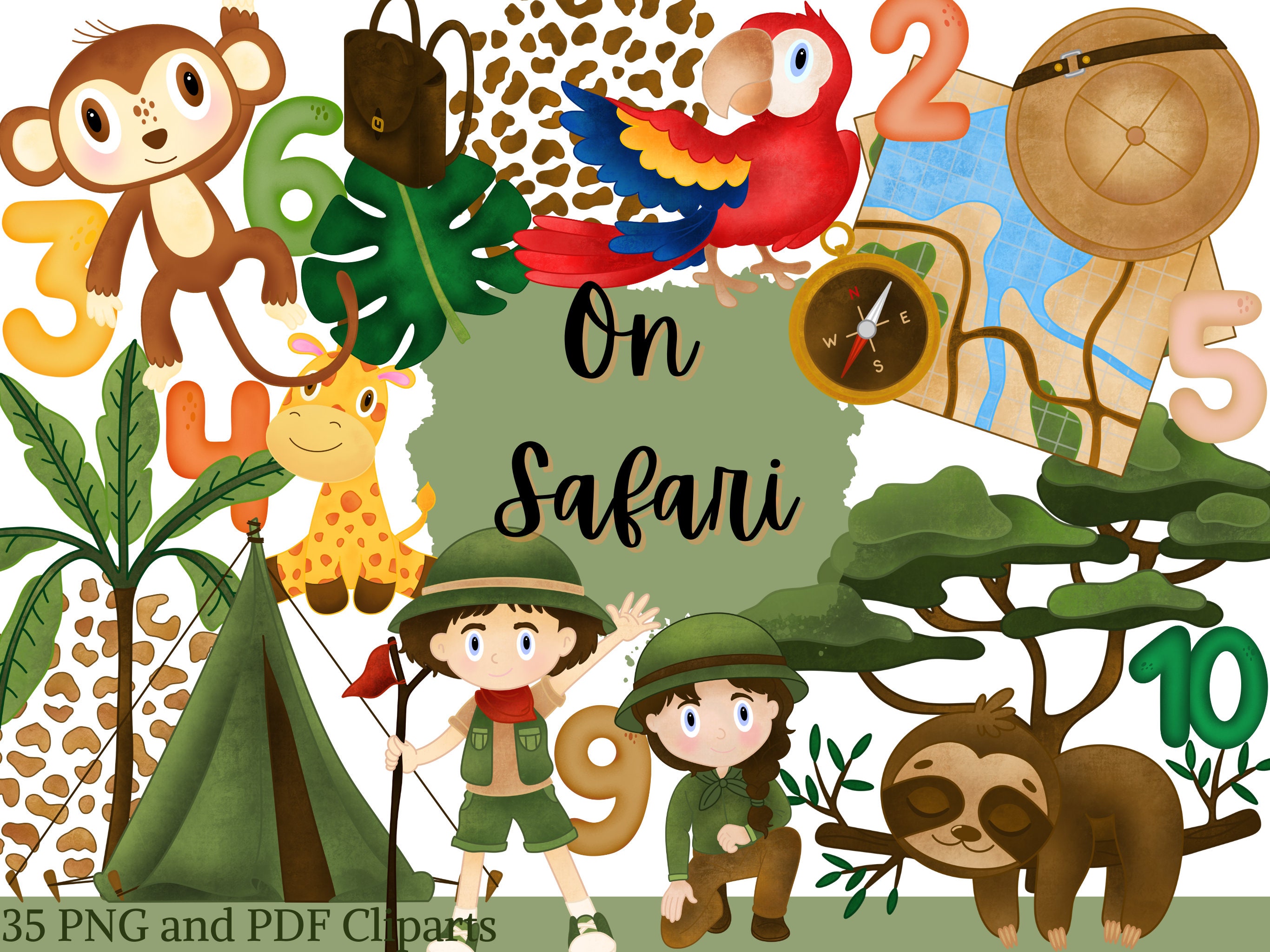 Safari Animal Clipart, Safari PNG, Zoo Clipart, Safari Clipart, Animal ...