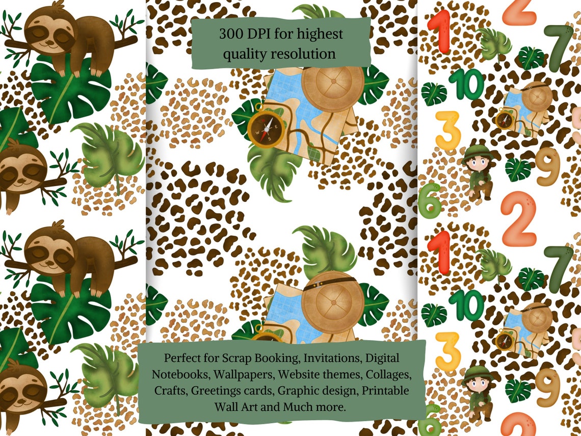 Safari Seamless Pattern, Animals Seamless Pattern, Safari Seamless ...