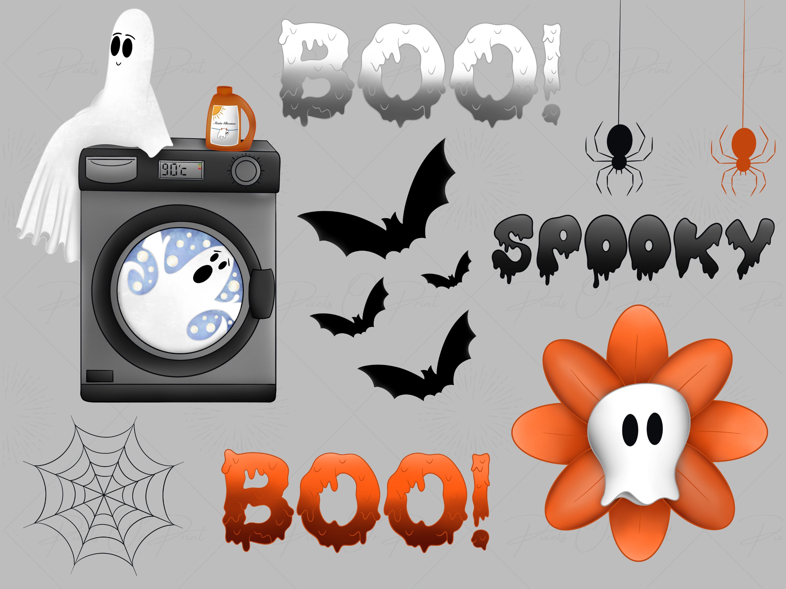 Ghost Clipart, Halloween Clipart, Spooky Clipart, Halloween PNG, Funny ...