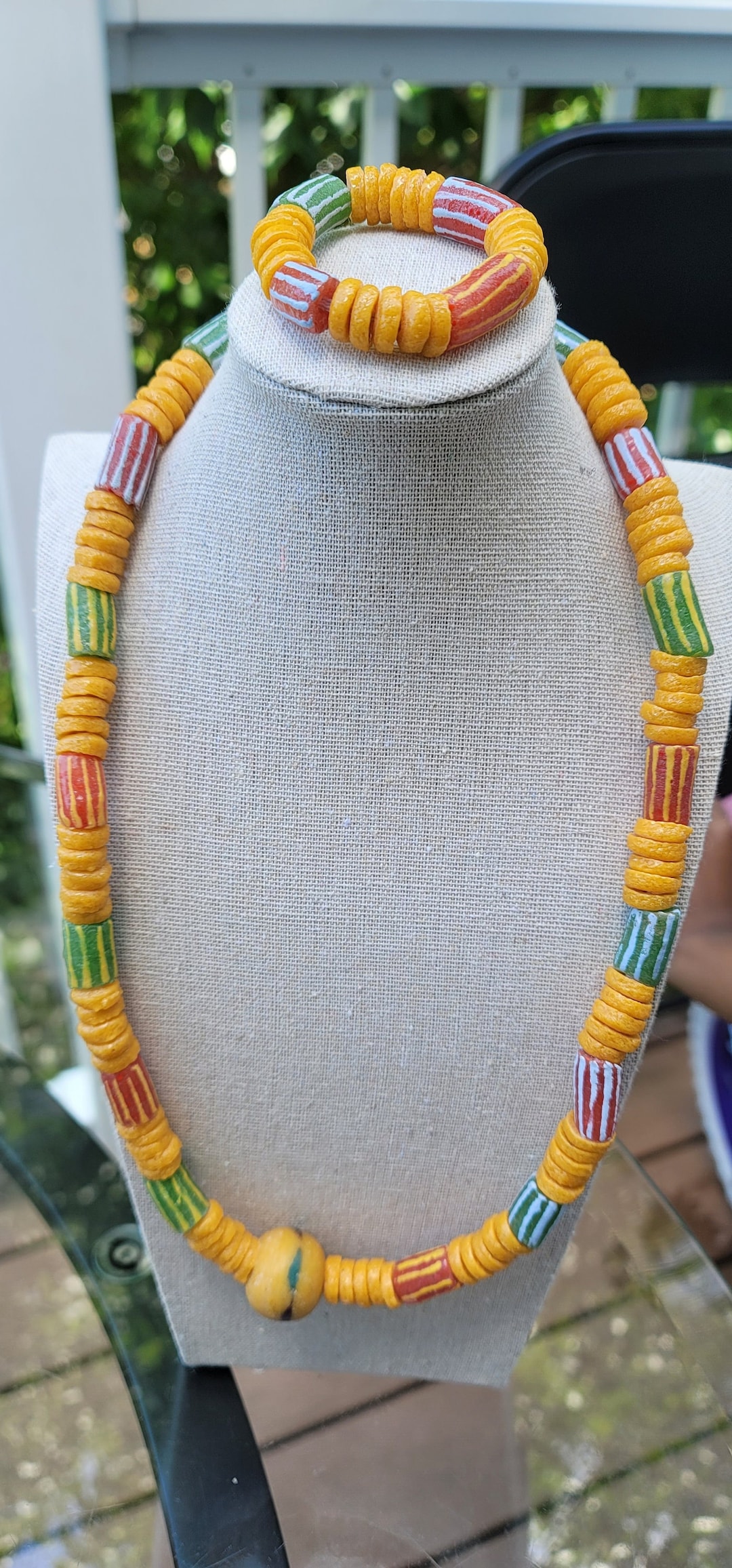Ghana Hand Made Krobo Bead Necklace and Bracelet - Etsy
