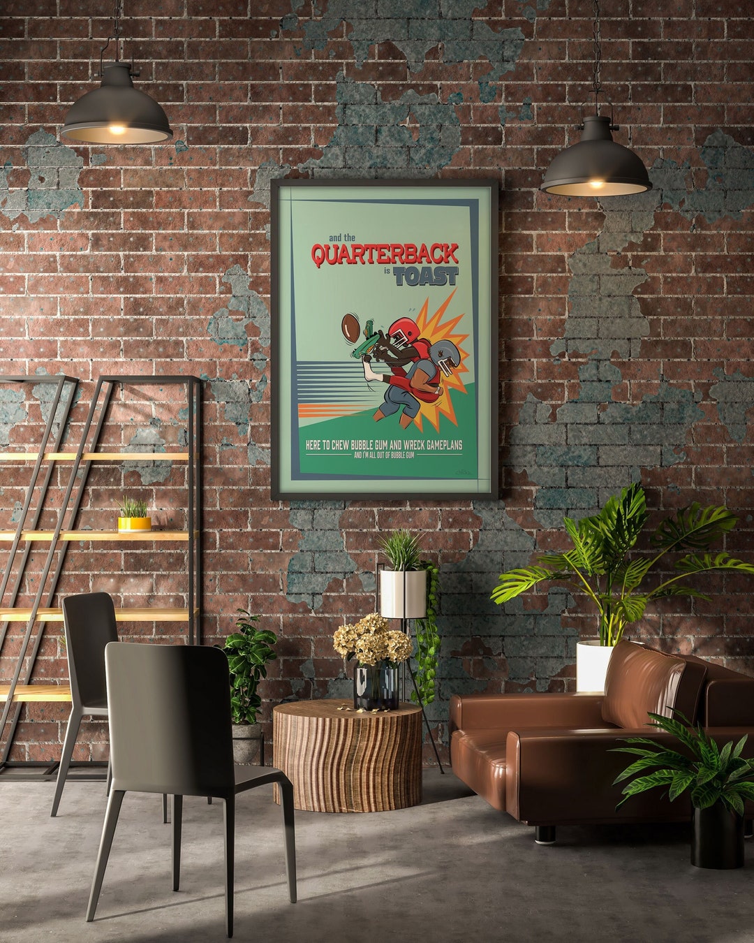 Quarterback is Toast Vintage Cartoon Poster - Kids Room Wall Decor ...