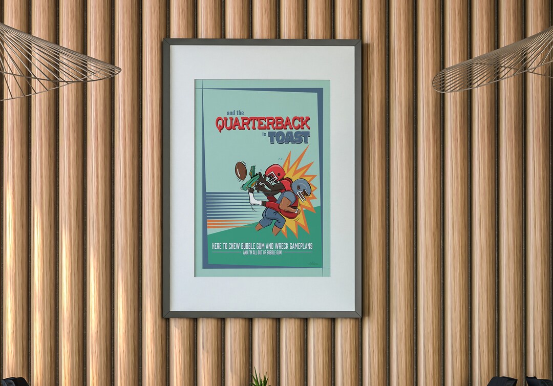 Quarterback Toast Football Poster - Funny Artwork, Brighten Room ...