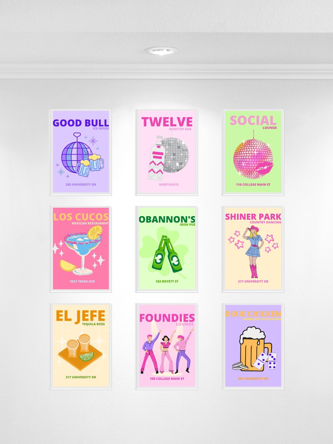 Texas A&M/TAMU Preppy Posters Northgate Bars - Etsy