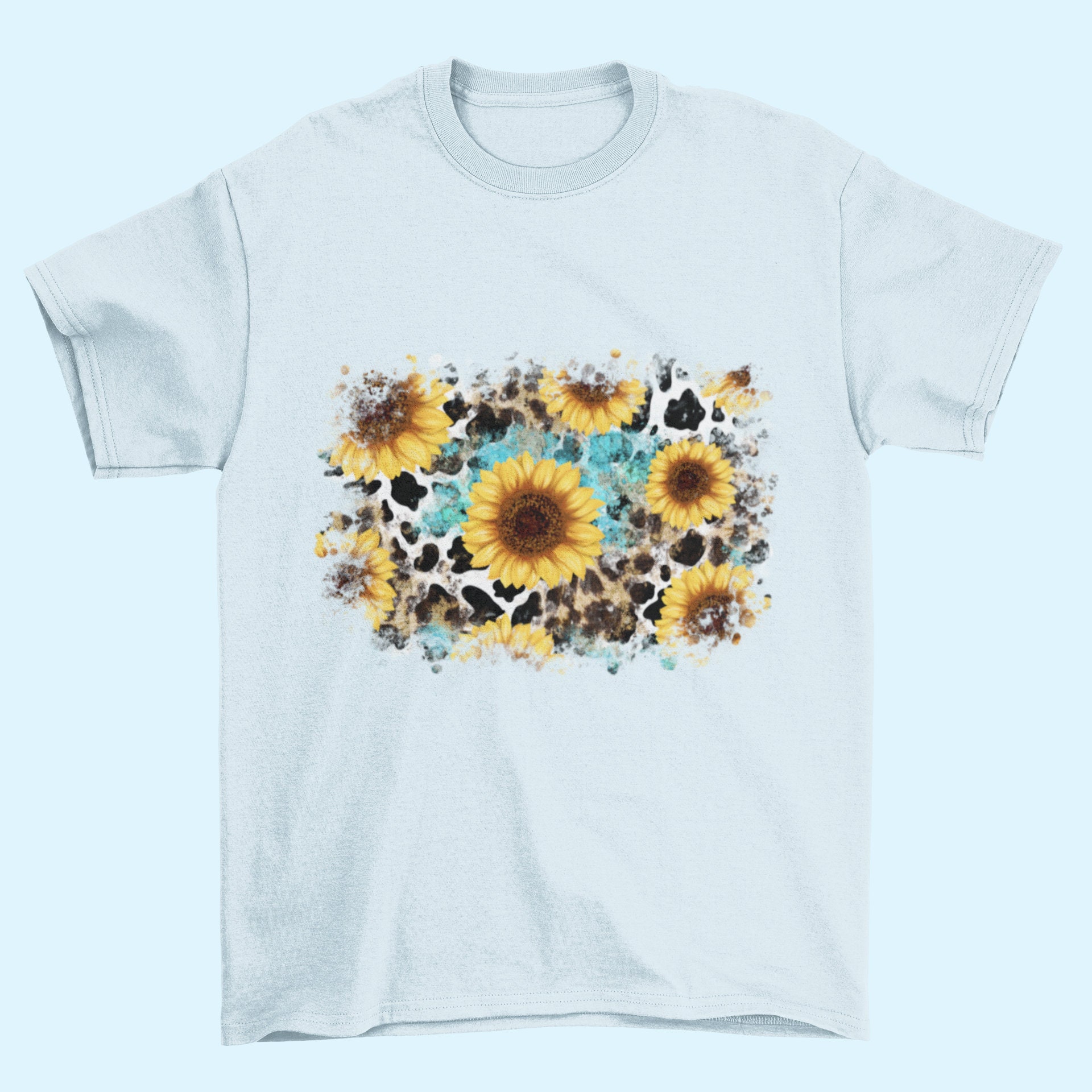 Cowhide Sunflower Turquoise Leopard Background Png Western - Etsy