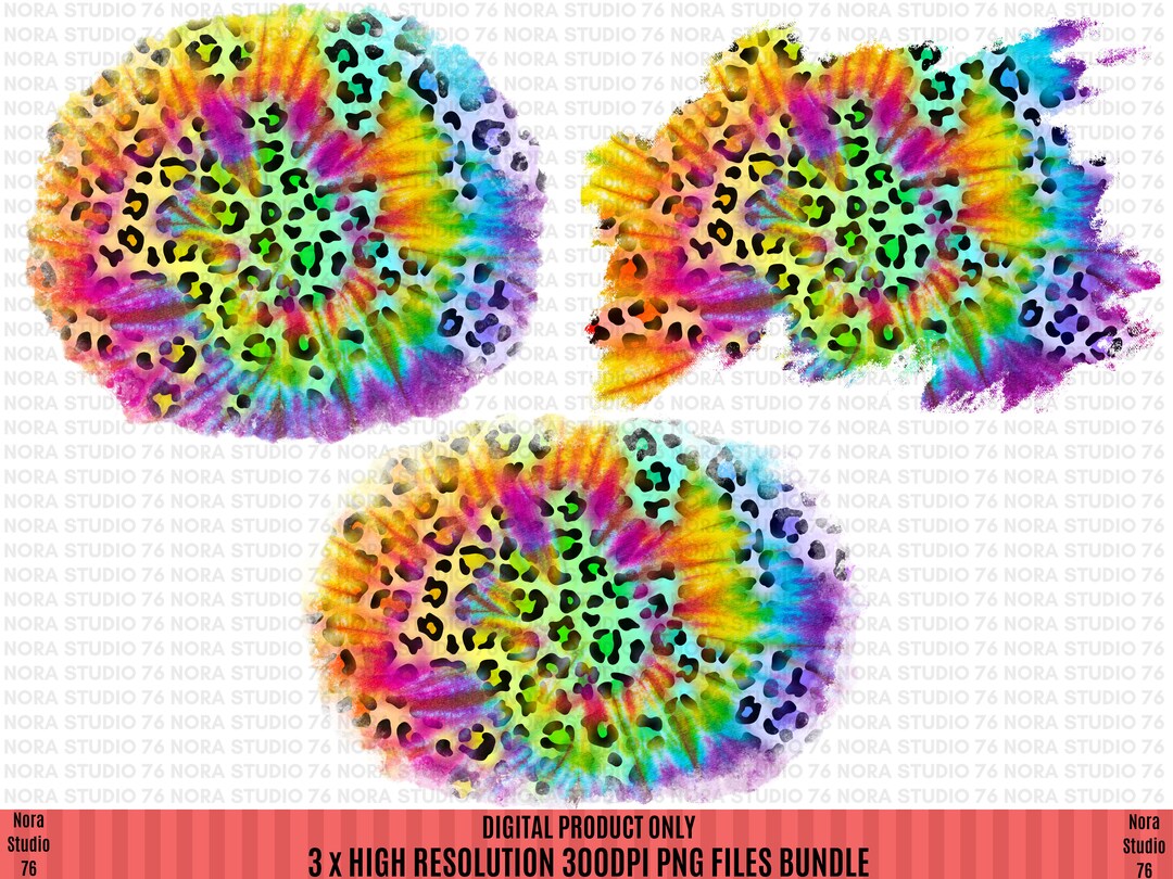 Bleached Spot Leopard Rainbow Tie Dye Sublimation Patches Bundle PNG ...