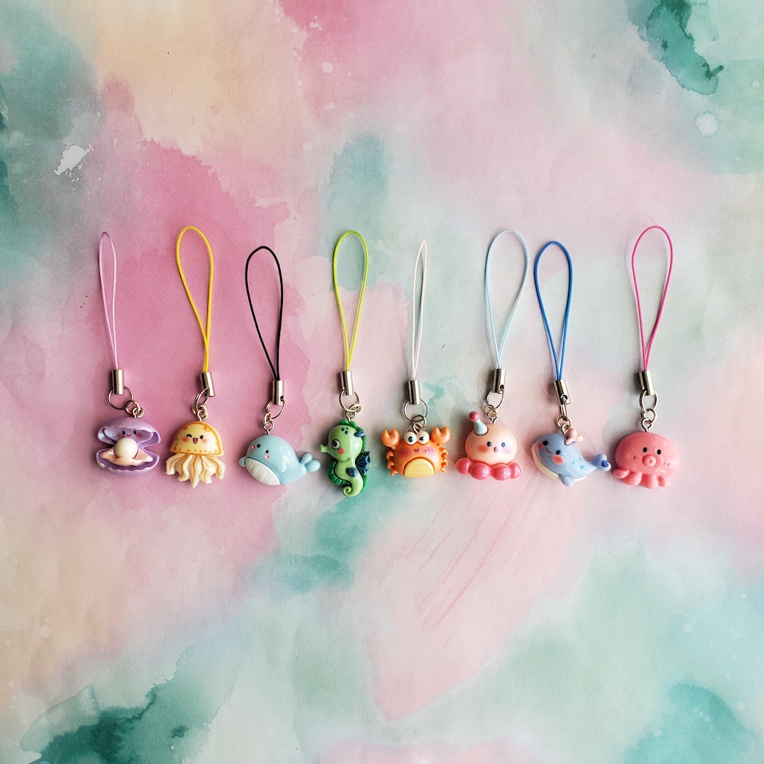 Sea Phone Charms Cute Beach Keychains Kawaii Animal Phone Straps ...