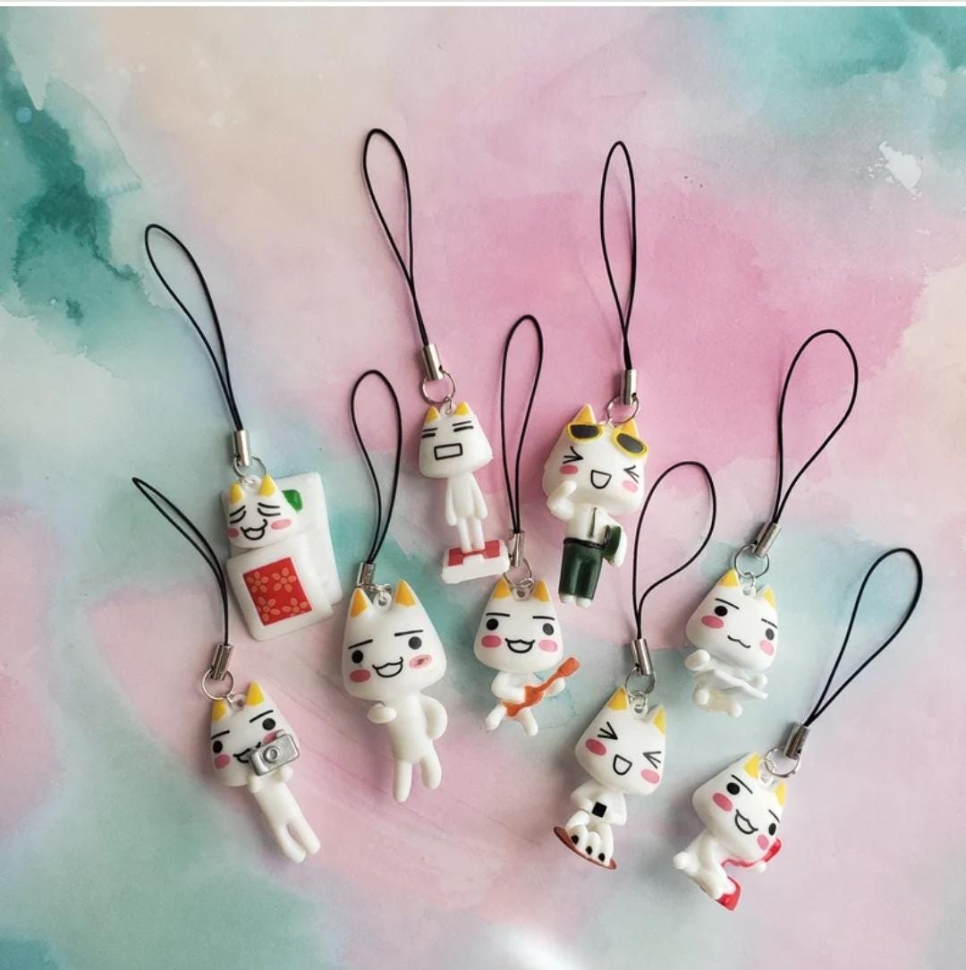 Cute Cat Phone Charm – Kawaii Anime Keychain, Japanese Gotochi Animal ...