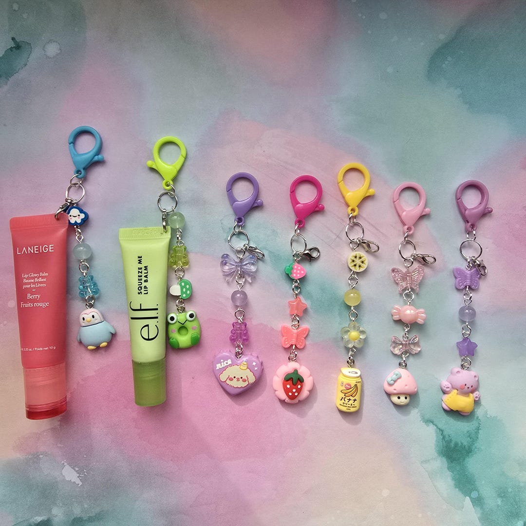 Lipgloss Charm Cute Chapstick Keychain Balm Custom Charm Lip Balm Key ...