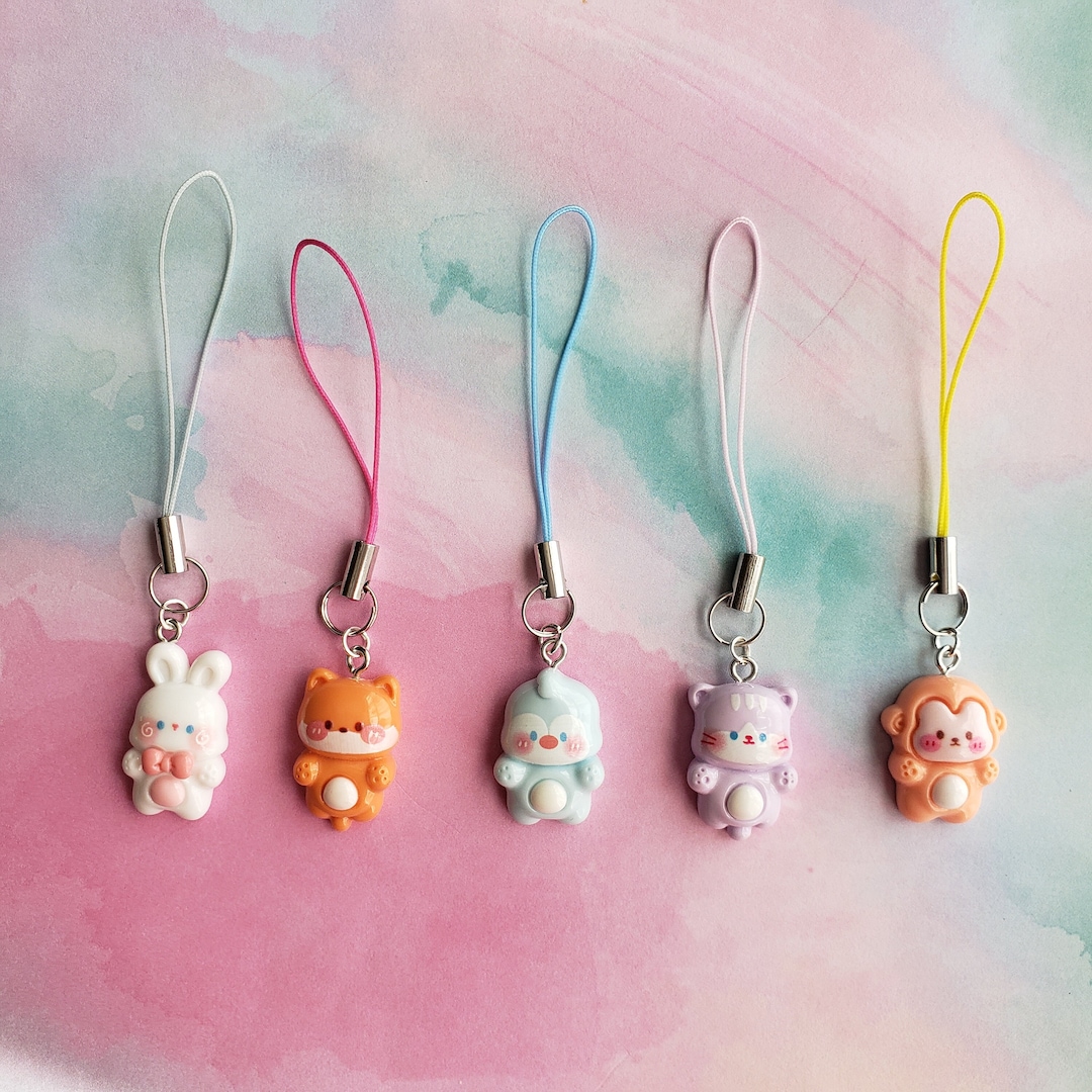 Colorful Animal Phone Charm Kawaii Keychain Cute Phone Strap Japanese ...