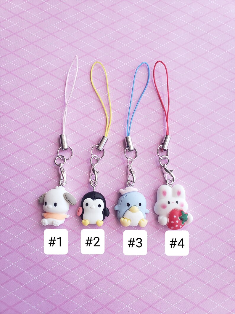 Kawaii Animal Charm Cute Character Keychain Y2k Phone Strap Colorful ...