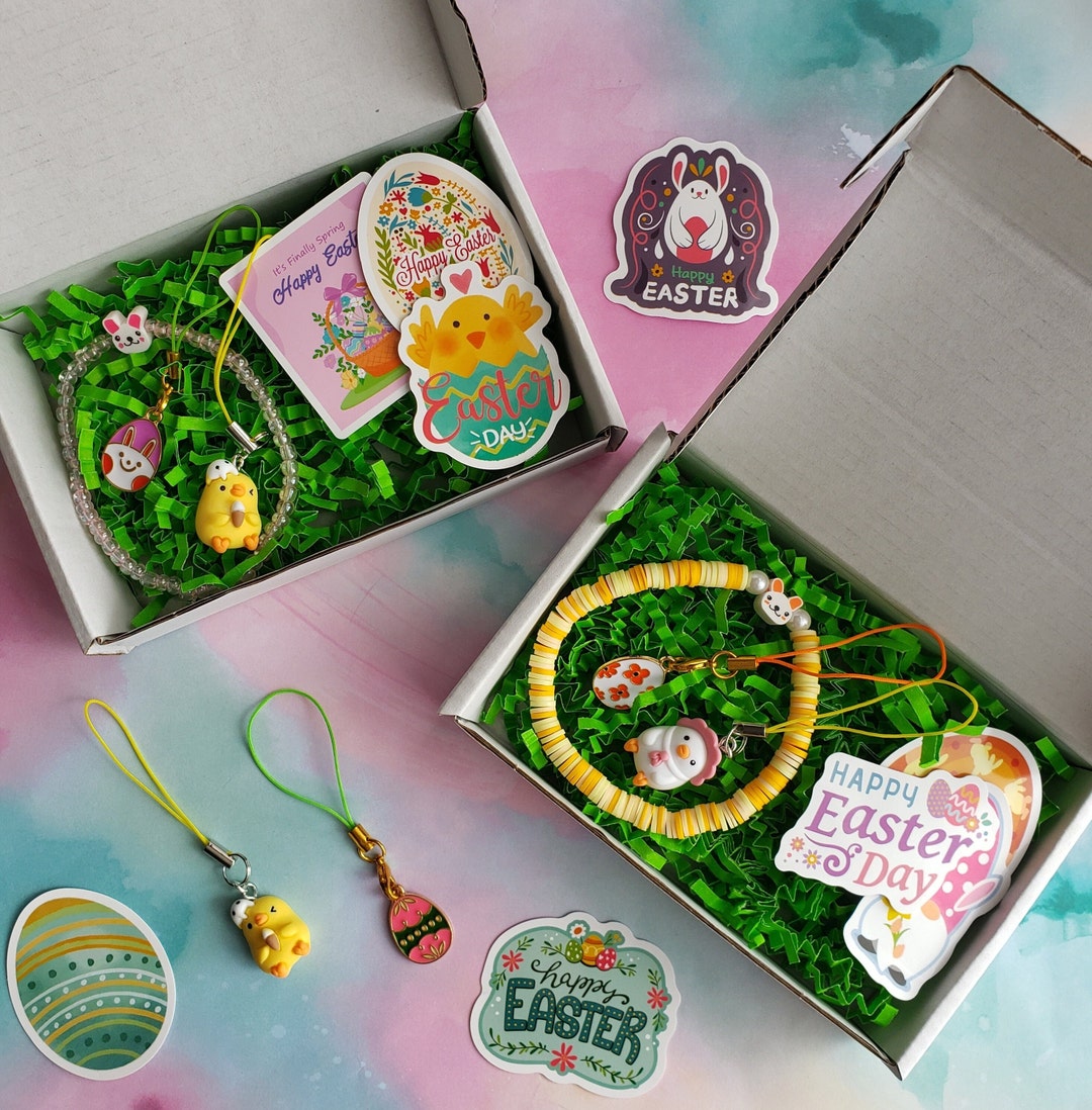 Cute Easter Gift Box: Bunny Bracelet, Chick Charm & Stickers - Etsy