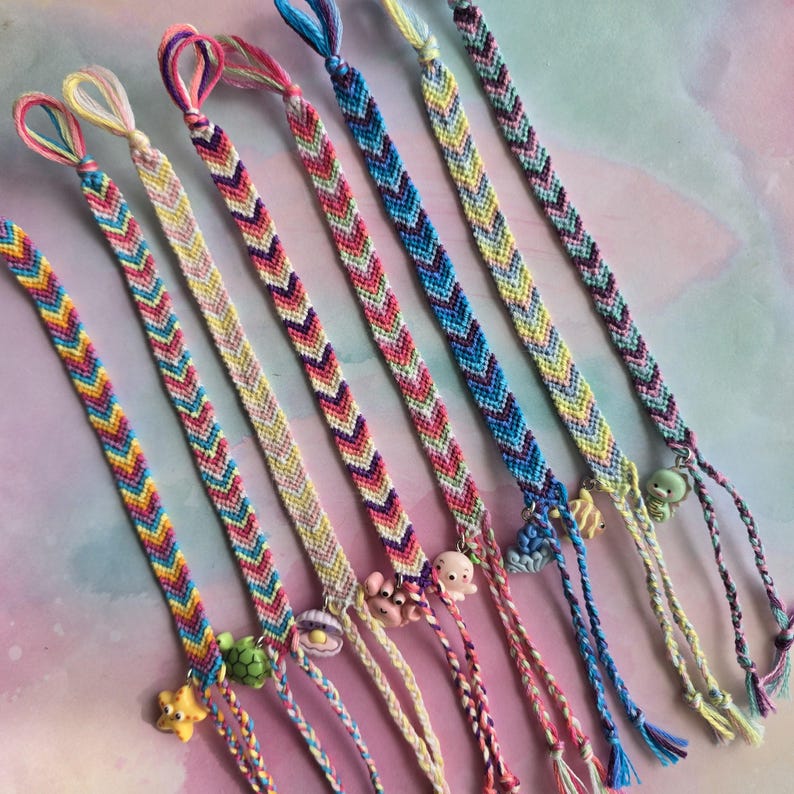 Charm Friendship Bracelet: Colorful String, Adjustable Summer Jewelry ...