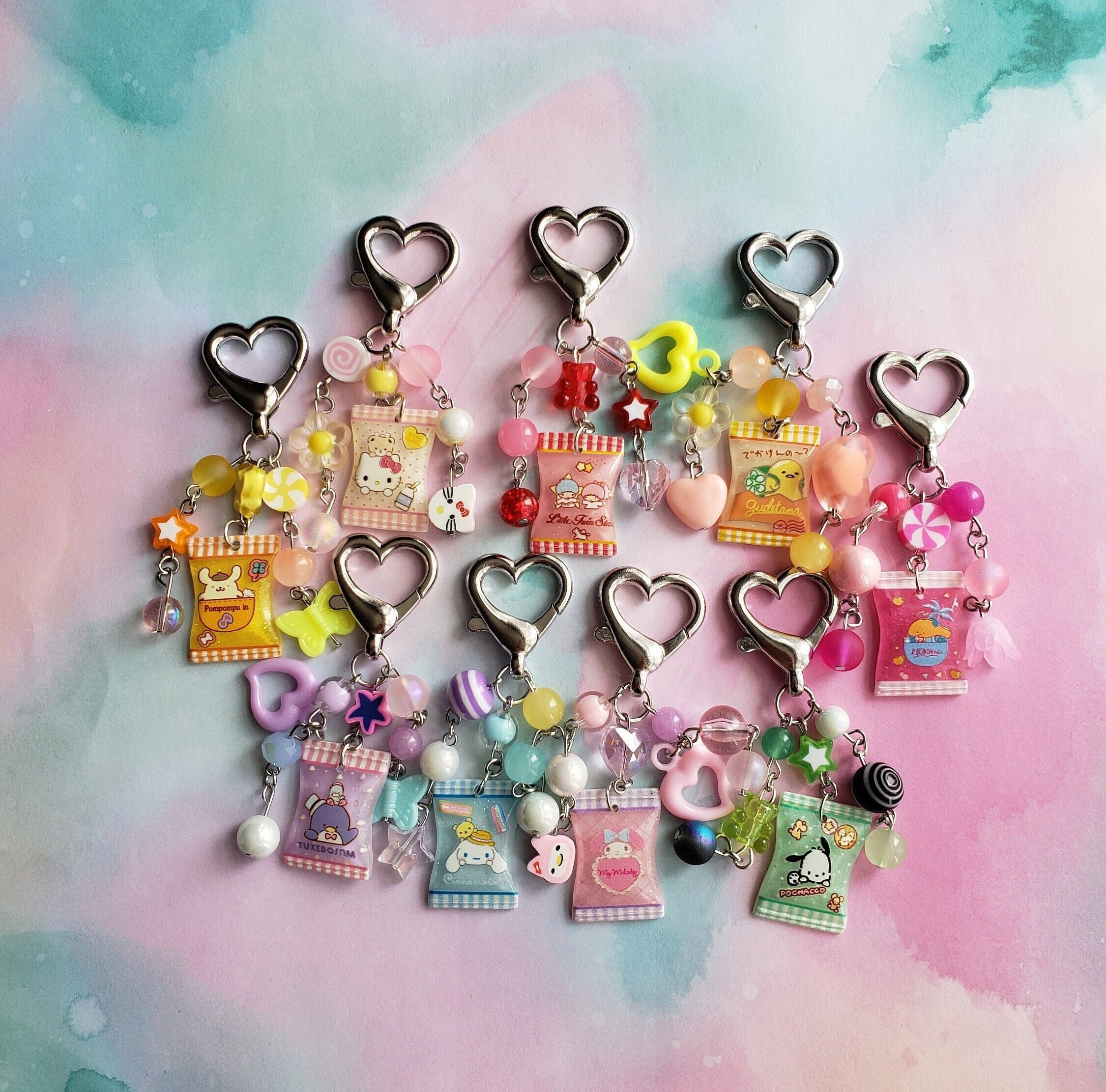 Hello Kitty Keychain Beaded Sanrio Character Keychain Kawaii - Etsy