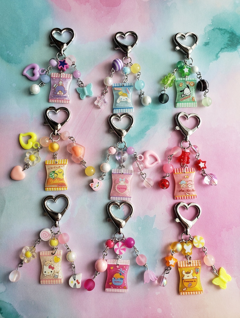 Hello Kitty Keychain Beaded Sanrio Character Keychain Kawaii - Etsy