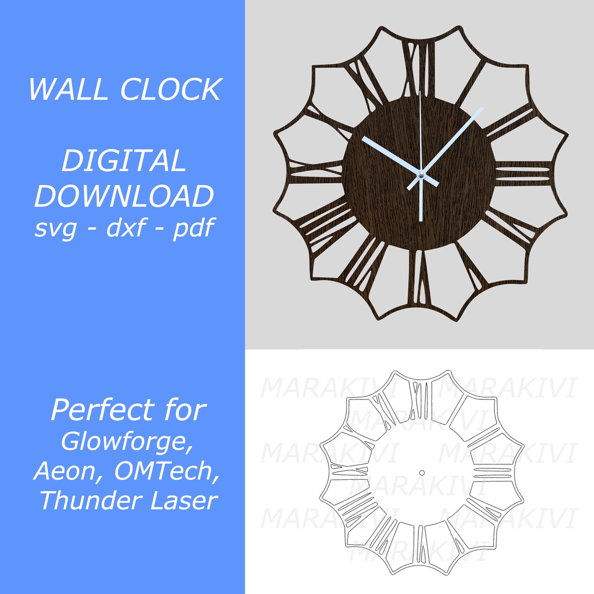 Wall Clock Roman Numbers 3 Designs - SVG Digital Download - Perfect for ...