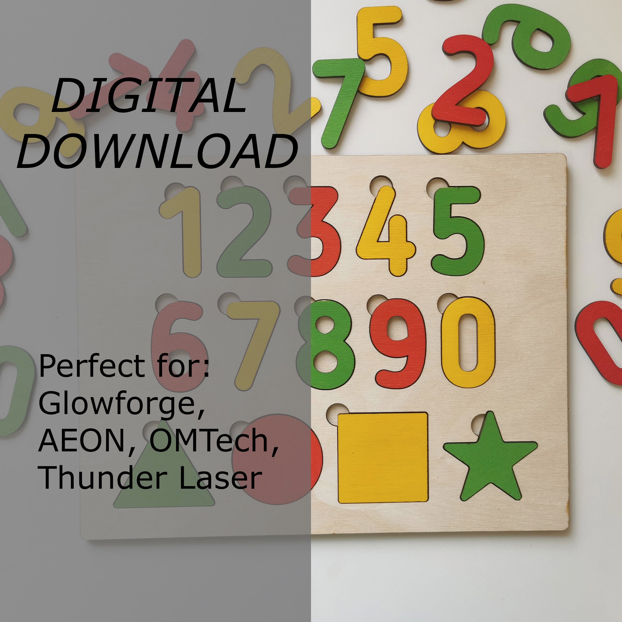 Numbers Puzzle - SVG Digital Download - Perfect for Glowforge, Aeon ...