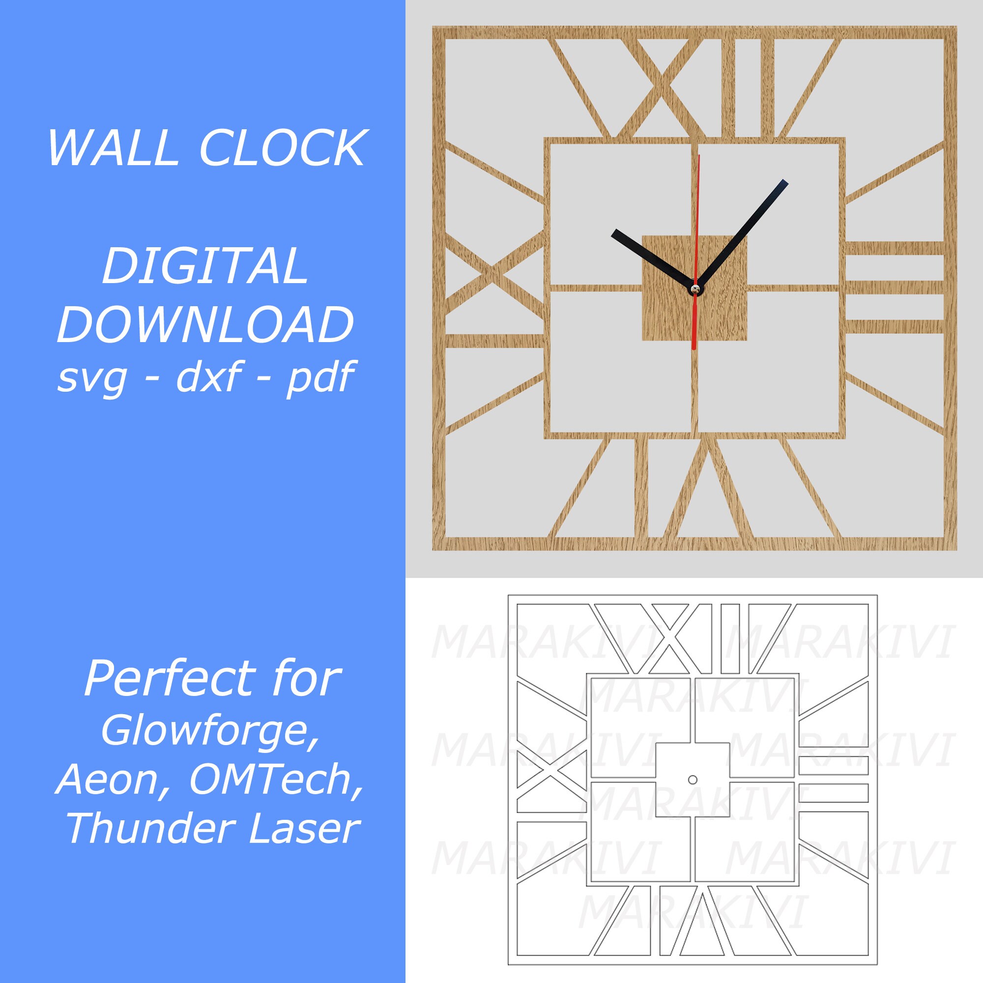 Wall Clock Roman Numbers 3 Designs - SVG Digital Download - Perfect for ...