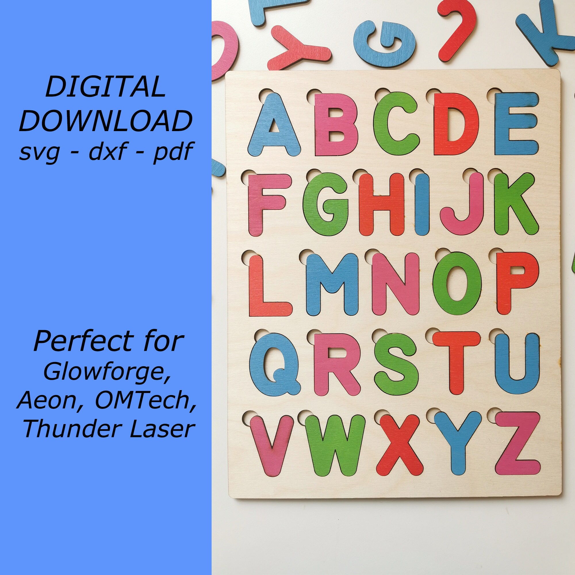 Whole Alphabet Puzzle - SVG Digital Download - Perfect for Glowforge ...