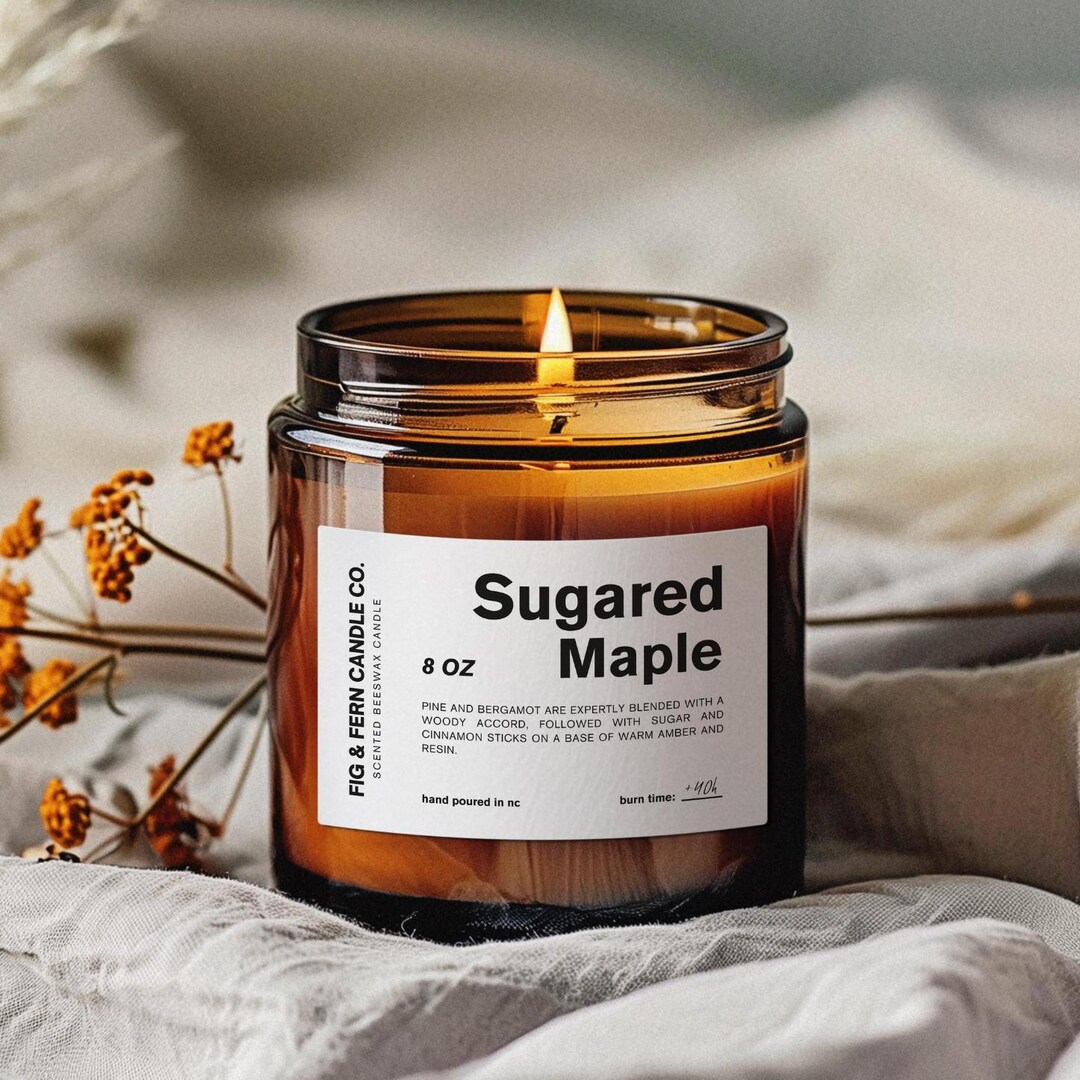 Sugared Maple Fall Beeswax Candle, Fall Scented Candles Gift for Her ...