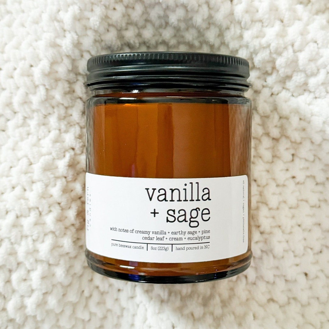 Vanilla Sage Beeswax Candle, All Natural Beeswax Candles - Etsy