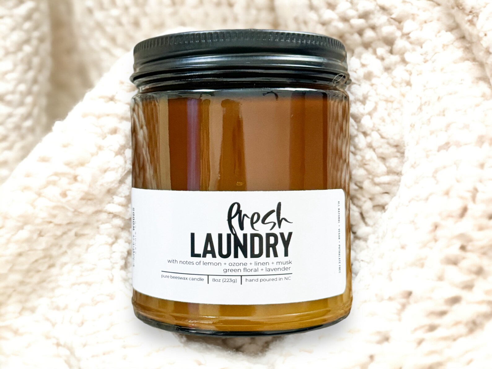 Fresh Laundry Beeswax Candle, Linen Scented Candle Gift for Her, Floral ...