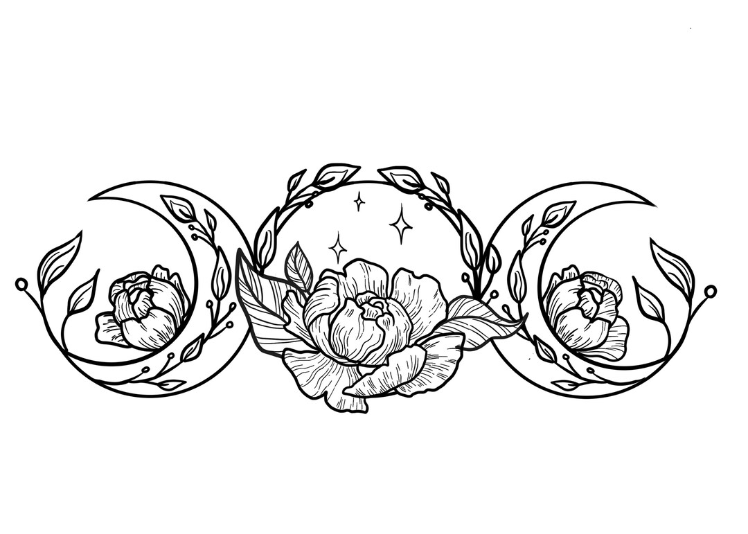 Triple Moon Fantasy Art Sketch Digital Download - Etsy