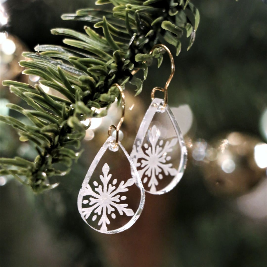 Snowflake Dangle Earrings, Christmas Earrings, Dangle Earrings ...