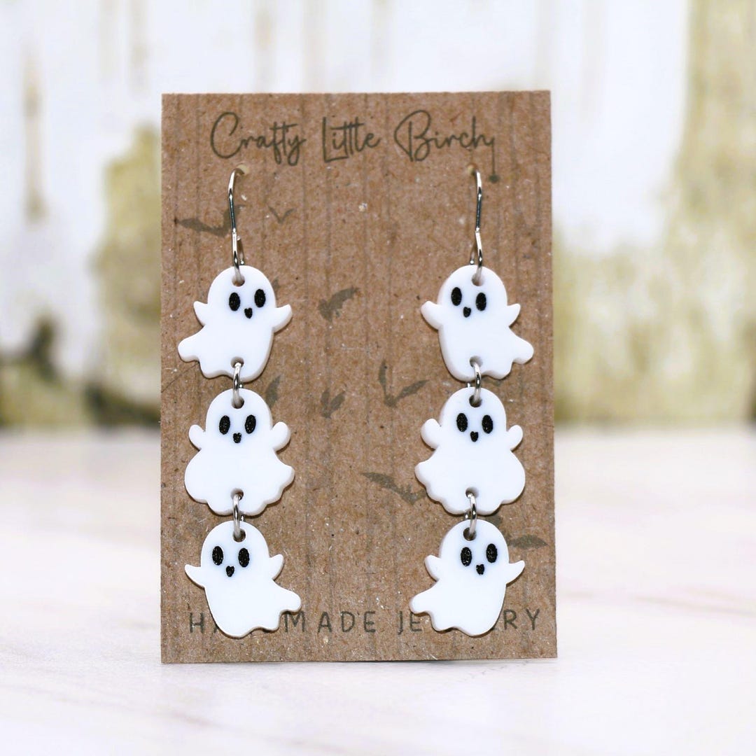 Ghost Trio Dangle Earrings: Acrylic Halloween Jewelry - Etsy
