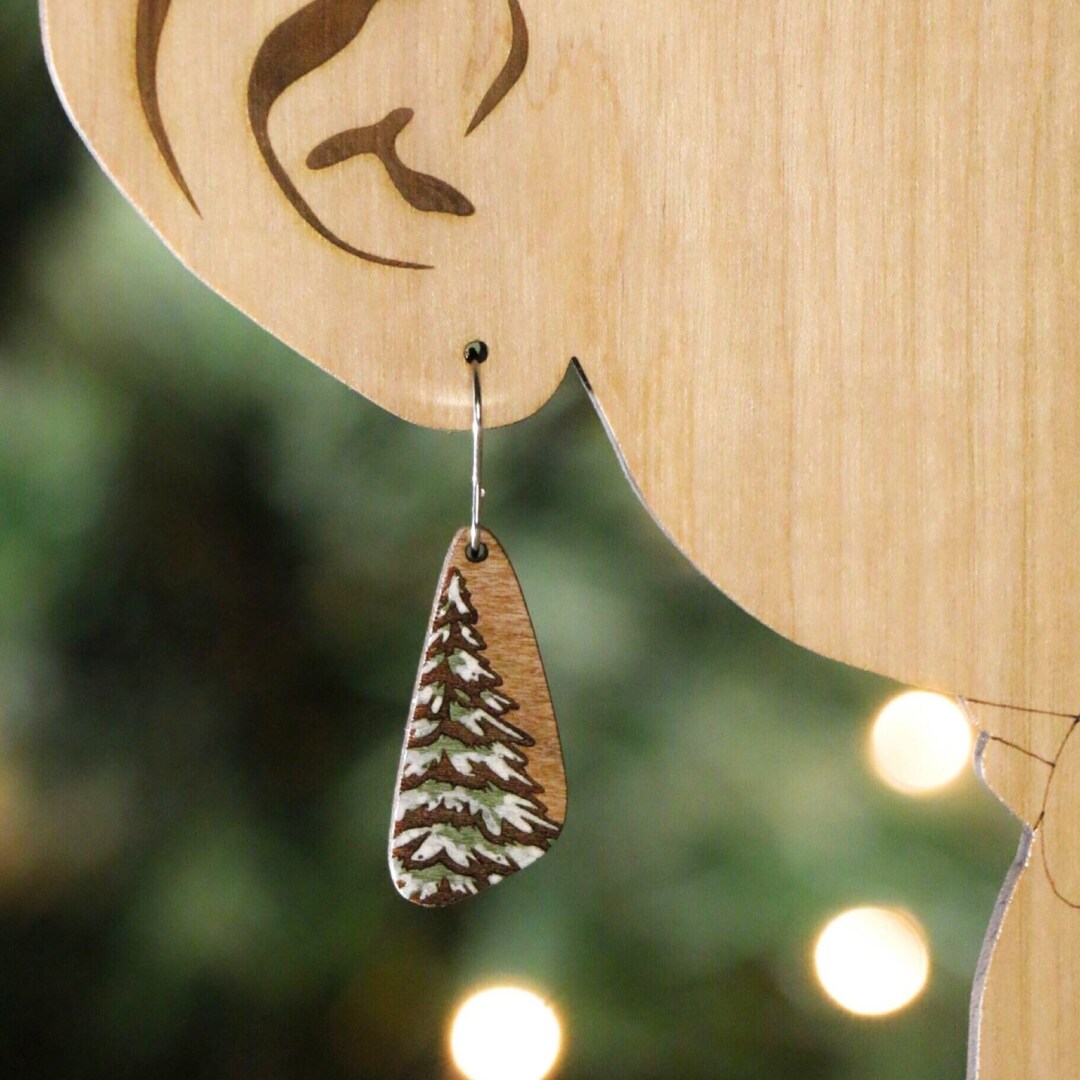 Winter Pine Tree Earringspine Tree Dangle Earringschristmas - Etsy