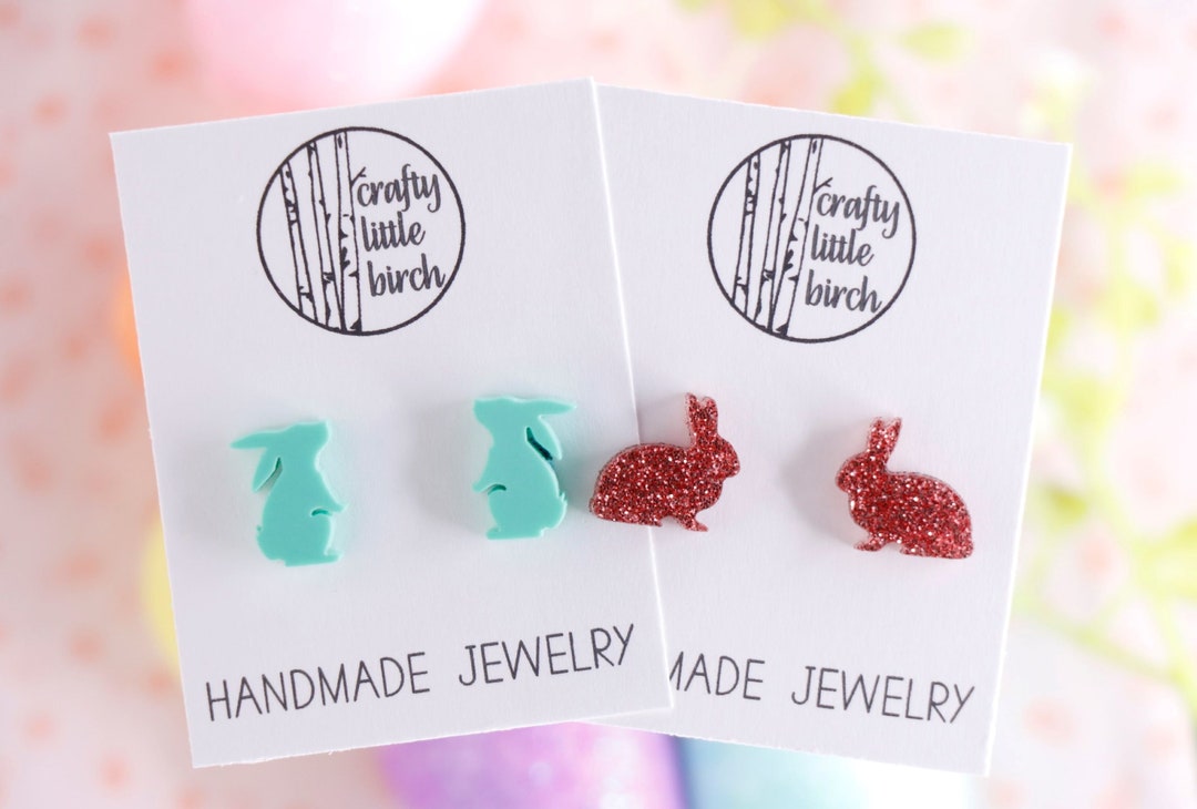 Bunny Earrings, Easter Studs, Bunny Silhouette Earrings, Easter Earrings, Easter Bunny Earrings ...