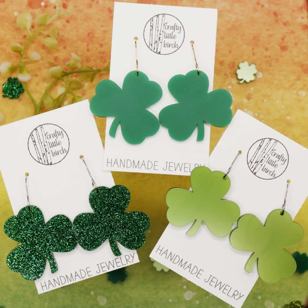 Laser Cut Acrylic Clover Earrings: St. Patrick's Day Dangles - Etsy