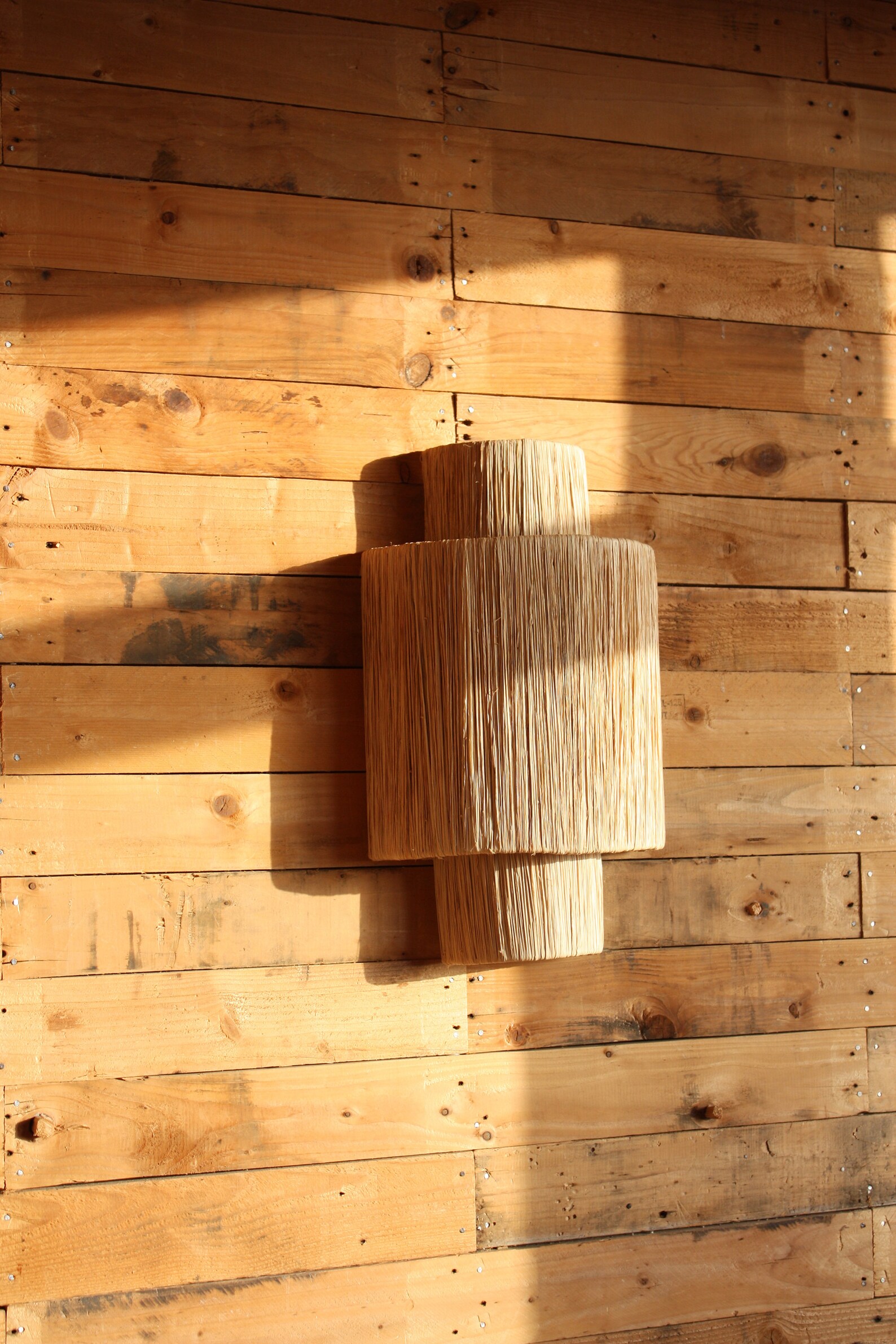 Set of 2 Raffia Wall Lamp - Etsy