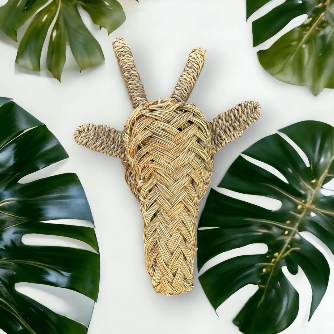 Rattan Goat Fake Head Handmade Home Decor Straw Trophywall - Etsy