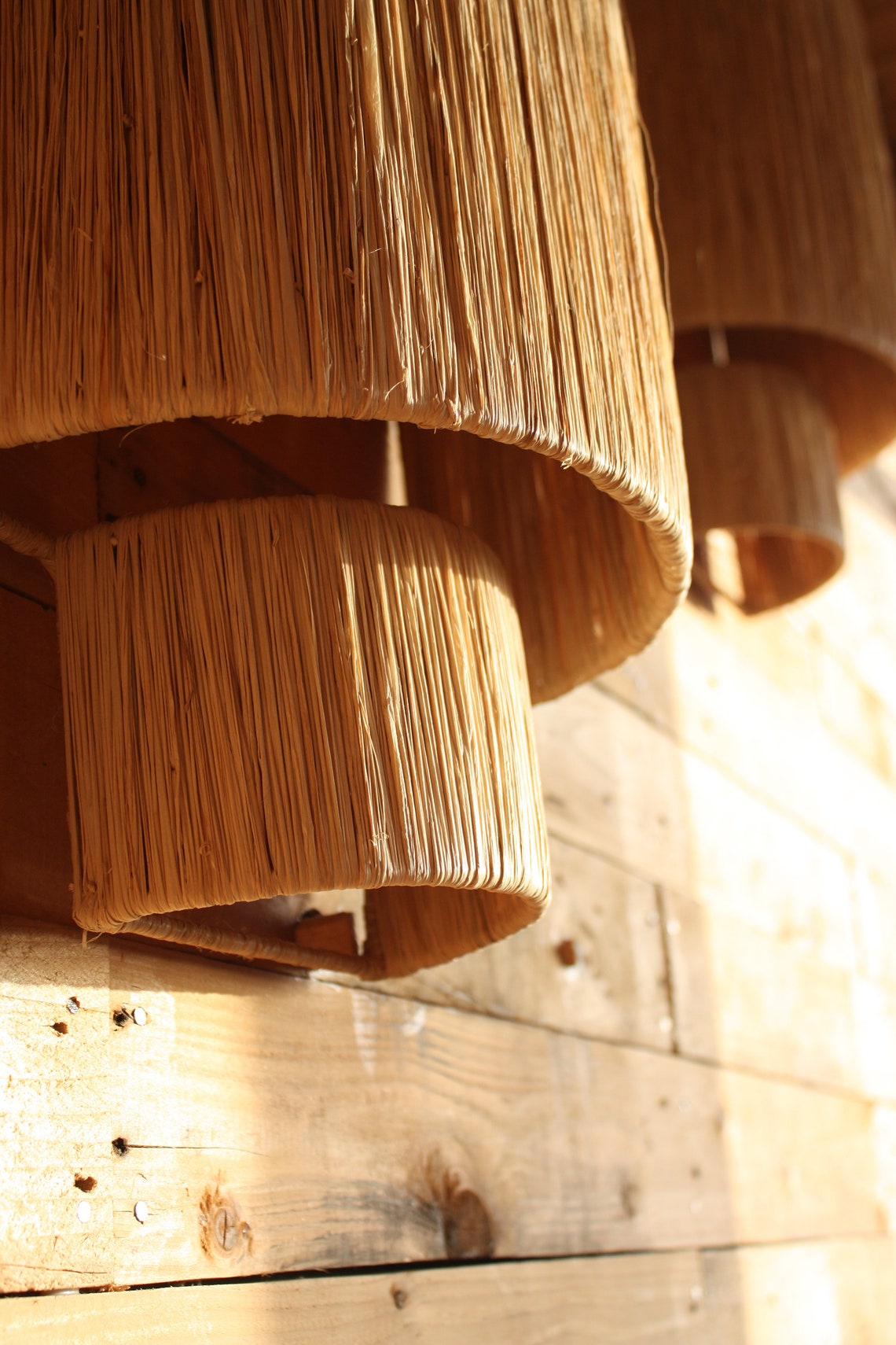 Set of 2 Raffia Wall Lamp - Etsy