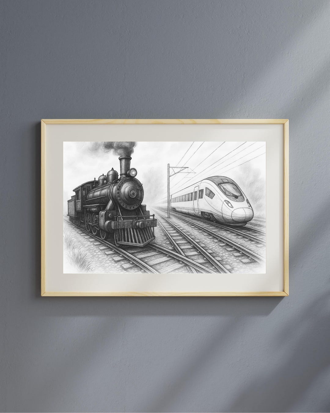 Train Side by Side Past Vs Present, Steam Engine, Electric Train ...