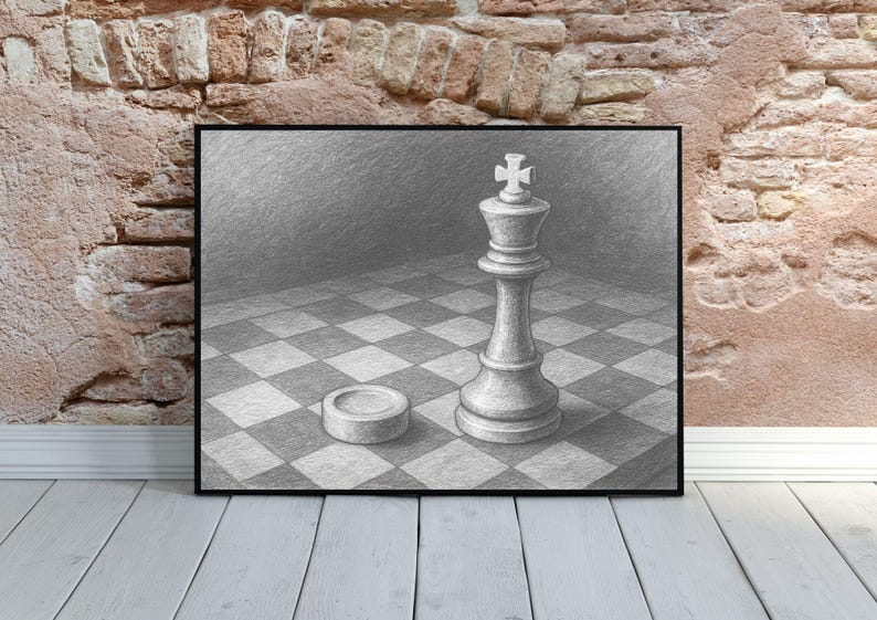 Check Mate, Chess Art Print, Minimalist Checkmate Printable, Modern ...