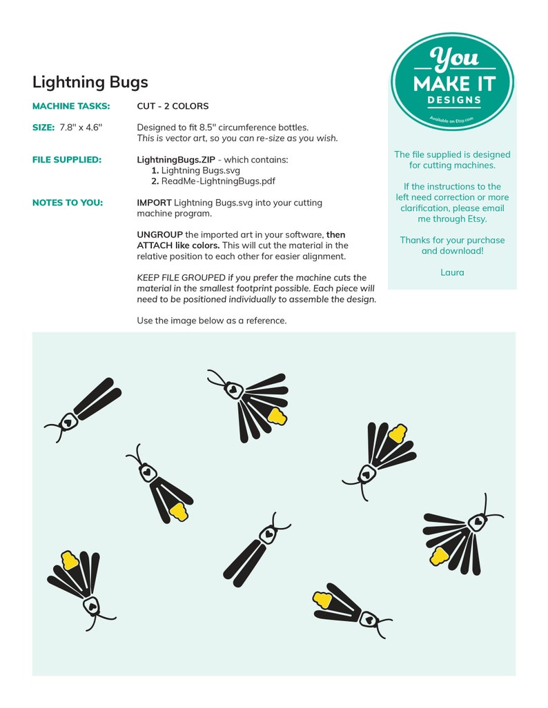 Lightning Bugs SVG Cut File: 2-color Fireflies Design (digital Download ...