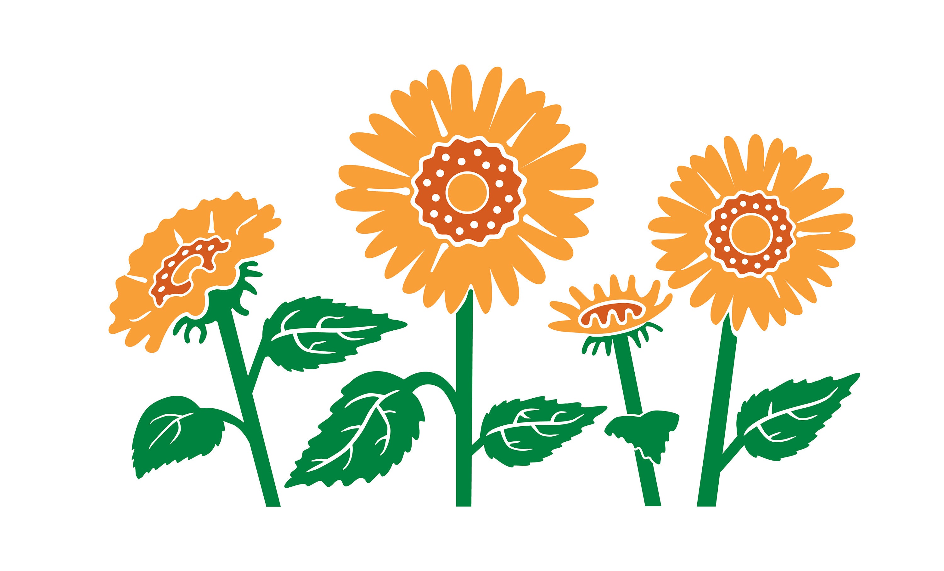 Sun Flowers 3-color .SVG Cut File for Decorating a Glass Bottle or T ...