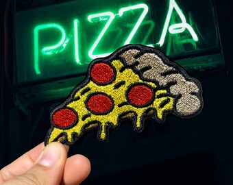 Pizza Slice, Embroidered Iron on Patch, Pepperoni Melting Cheese Pizzas - Etsy
