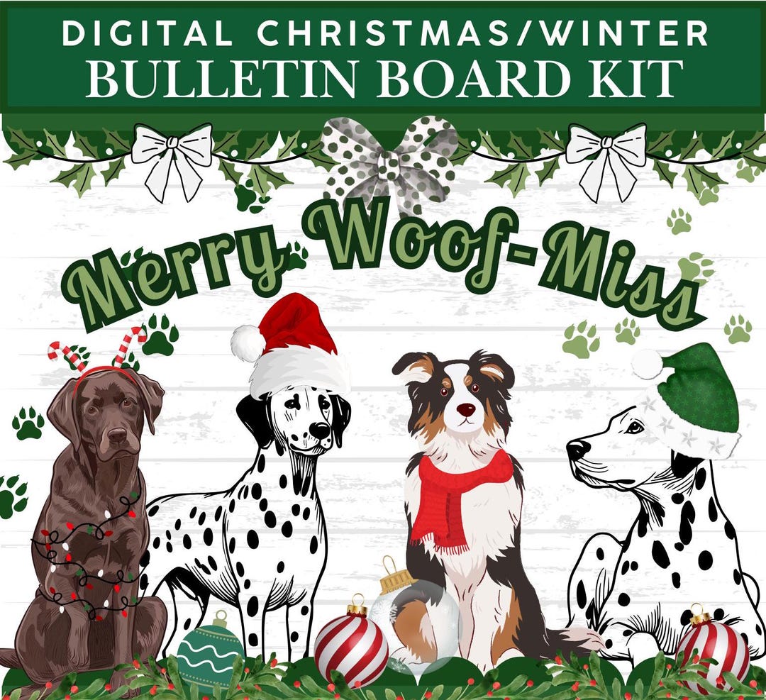 Santa Paws Bulletin Board, Christmas Bulletin Board, Winter Bulletin ...