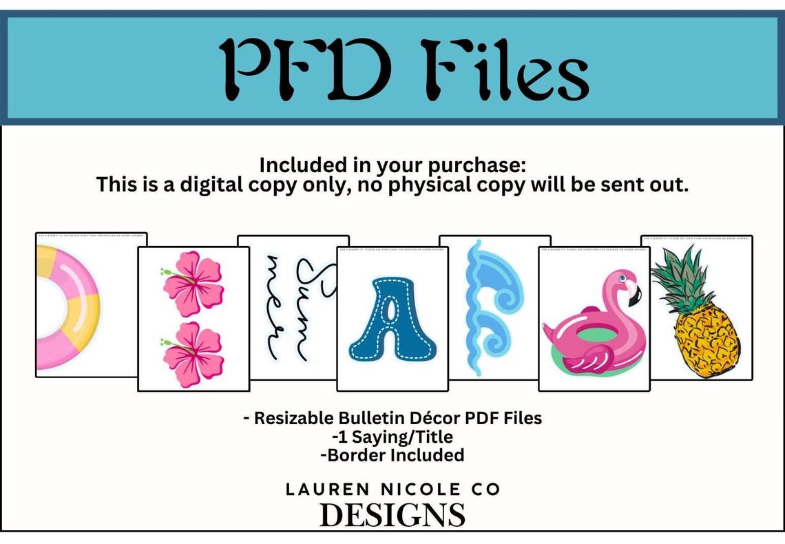 Summer/ End of the Year Bulletin Board Kit/ Digital Decor for Summer ...