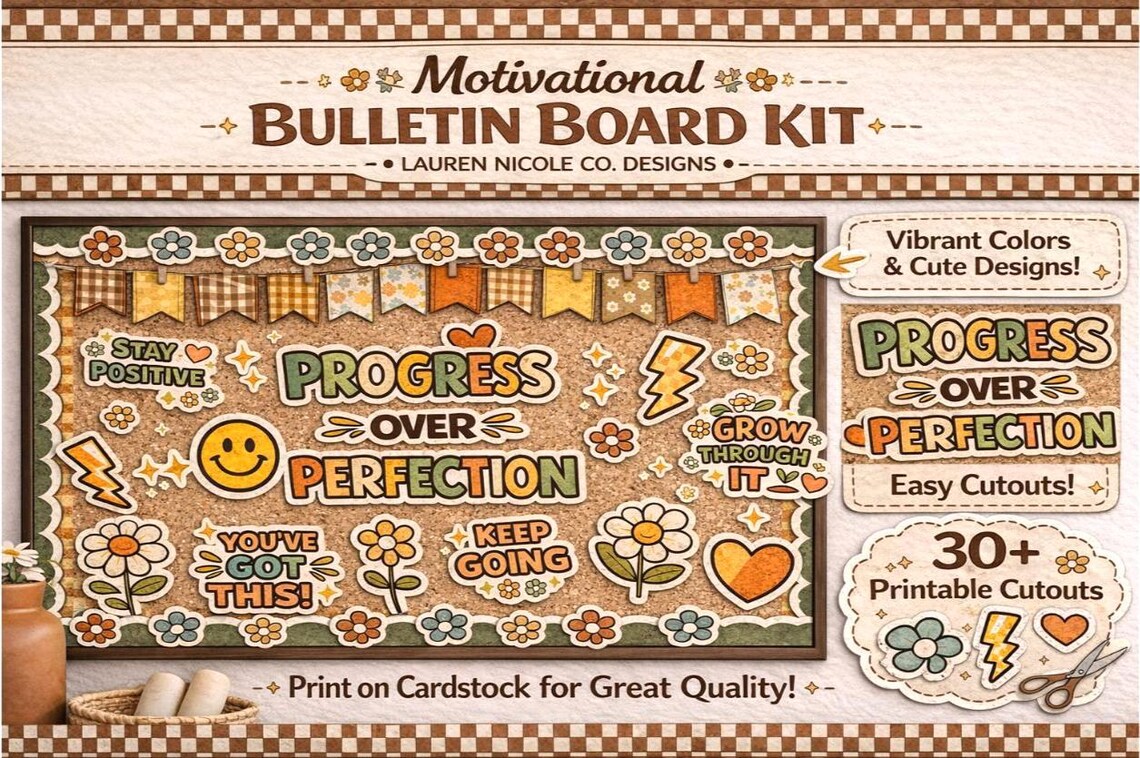 Motivational Bulletin Board Kit, Printable Wall Decor, Growth Mindset ...