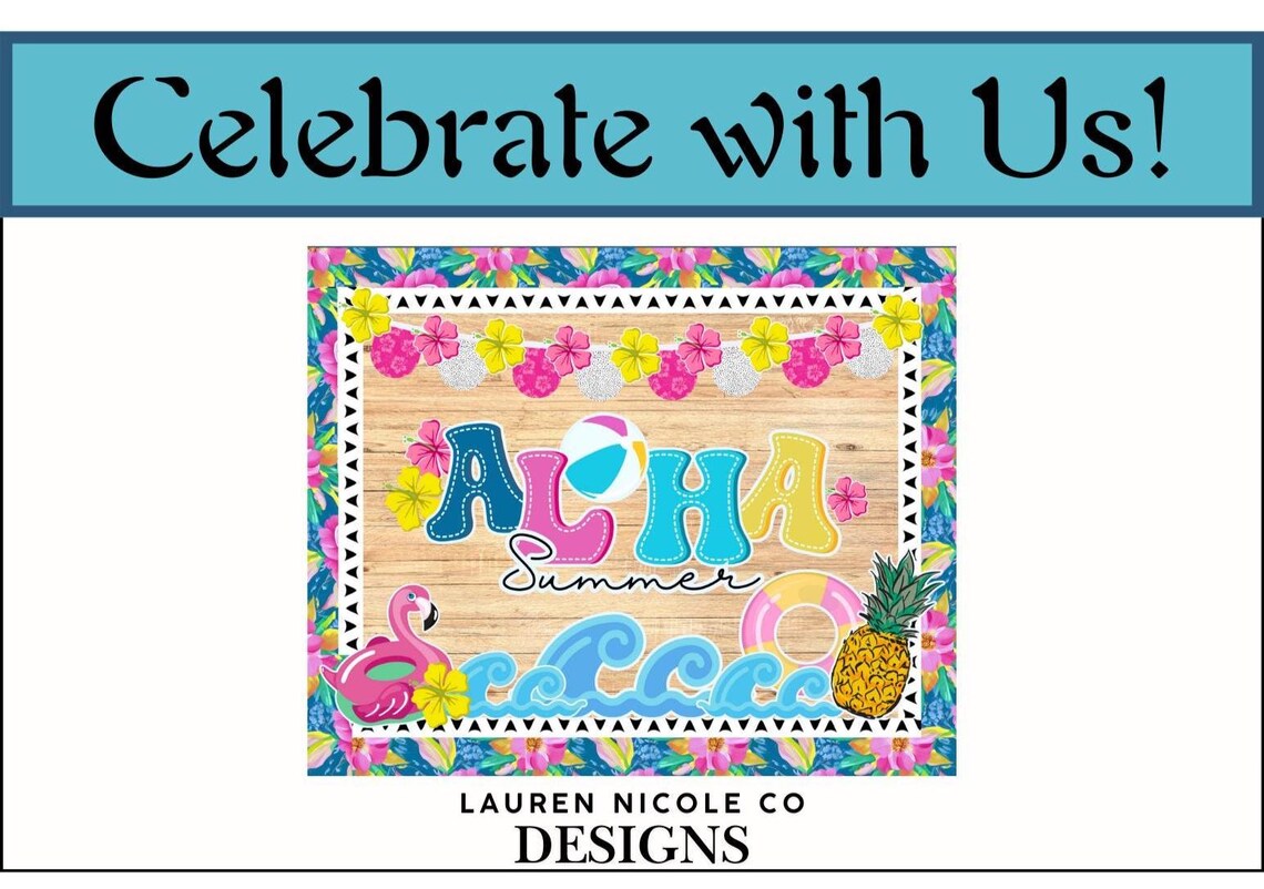 Summer/ End of the Year Bulletin Board Kit/ Digital Decor for Summer ...