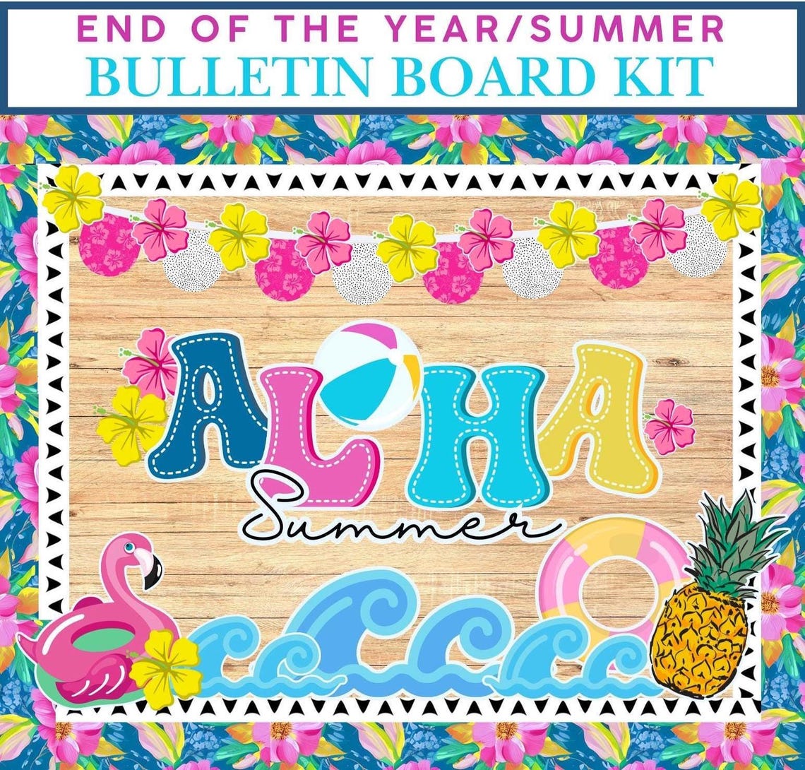 Summer/ End of the Year Bulletin Board Kit/ Digital Decor for Summer ...