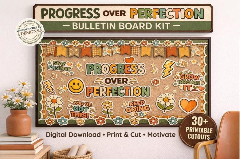 Motivational Bulletin Board Kit, Printable Wall Decor, Growth Mindset ...